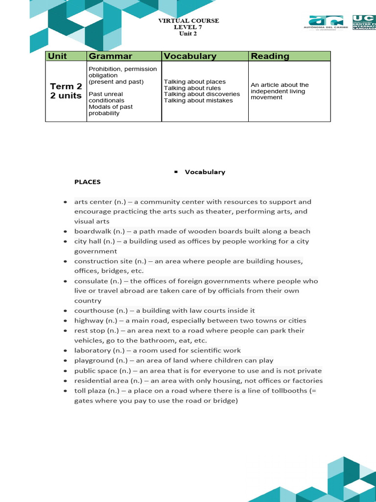 Vocabulary Level 7 Unit 2 | PDF | Cognition