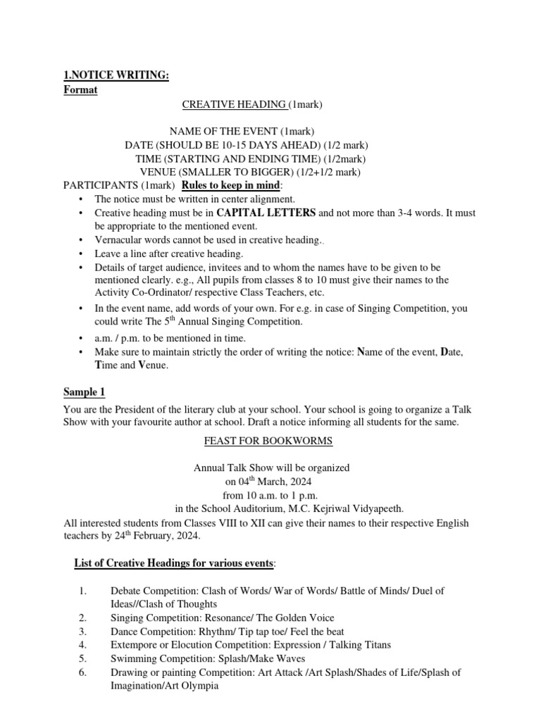 NOTICE WRITING and EMAIL WRITING | PDF | Foreign Language Studies