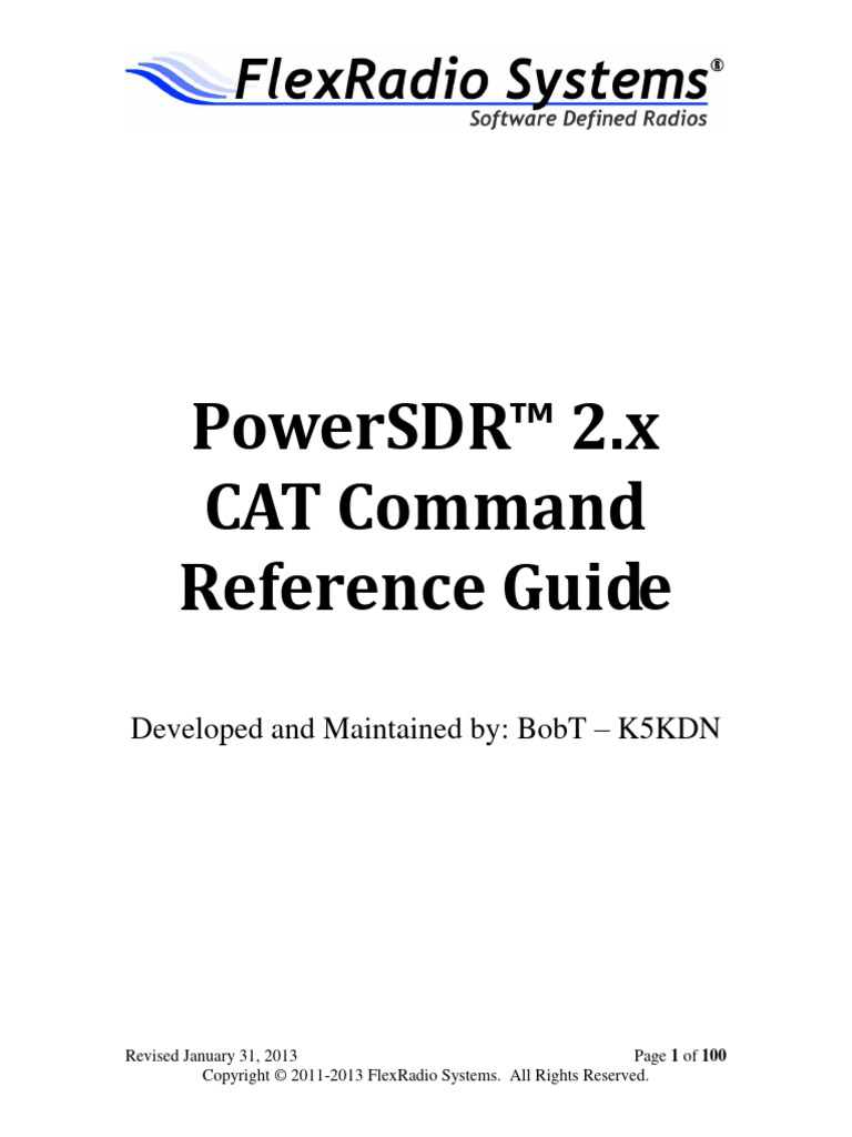 PowerSDR CAT Command Reference Guide | PDF | All Rights Reserved | Sound Production Technology