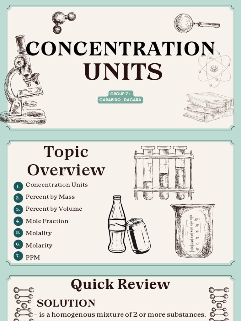 GEN CHEM 2 Q3 W5 M PPT Concentration Units | PDF | Concentration | Mass ...
