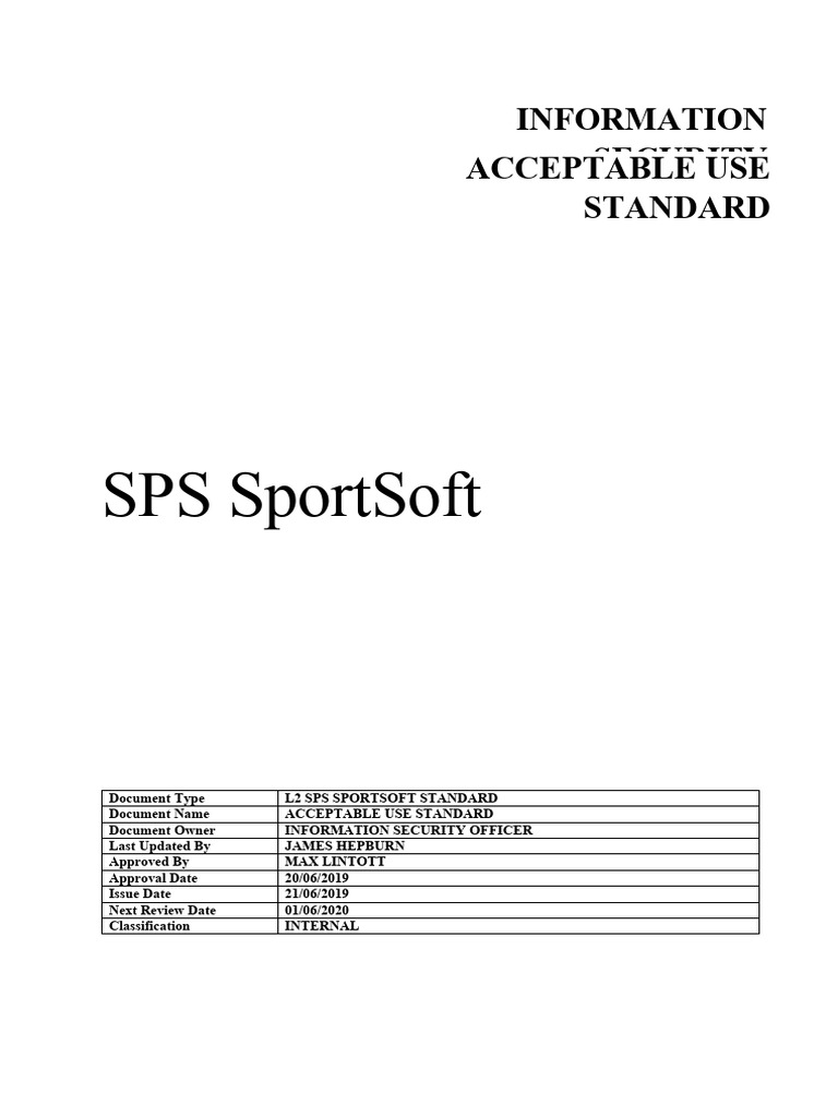 Acceptable Use Standard | PDF | Information Security | Internet