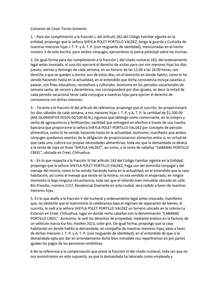 Convenio de Cesar Torres Armenta | PDF