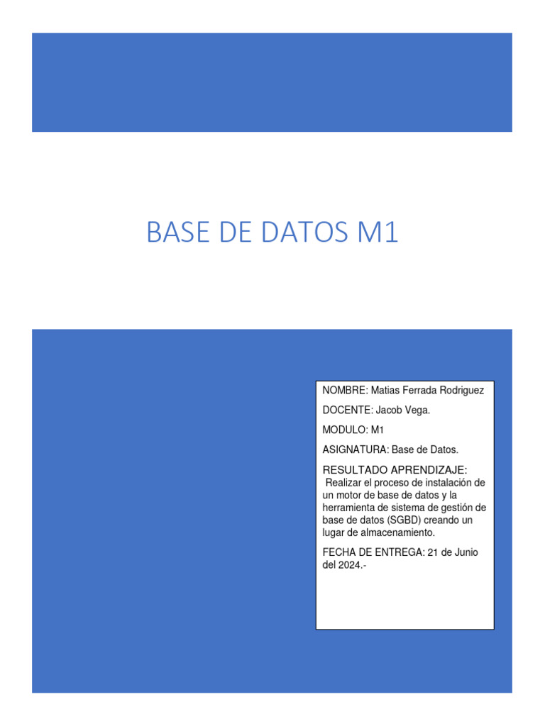 Matias Ferrada - Base de Datos - M1 | PDF | Bases de datos | Postgre Sql