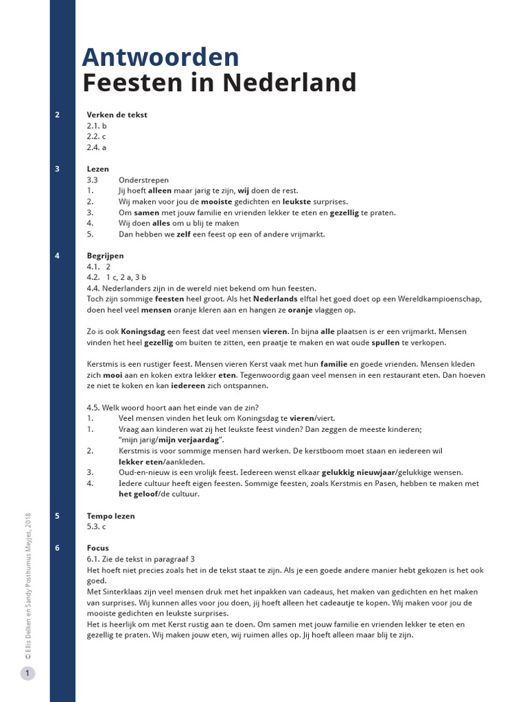 Antwoorden Feesten | PDF