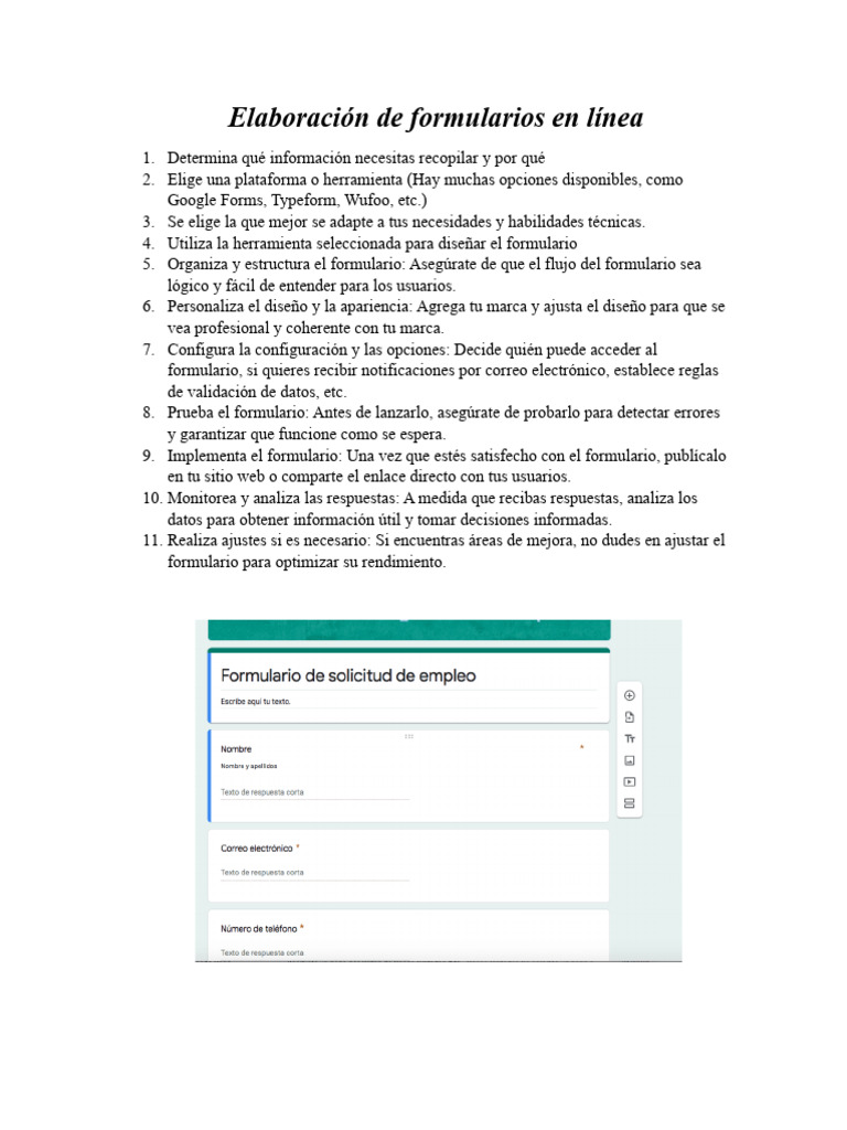 Elaboración de Formularios en Línea | PDF | Empleo