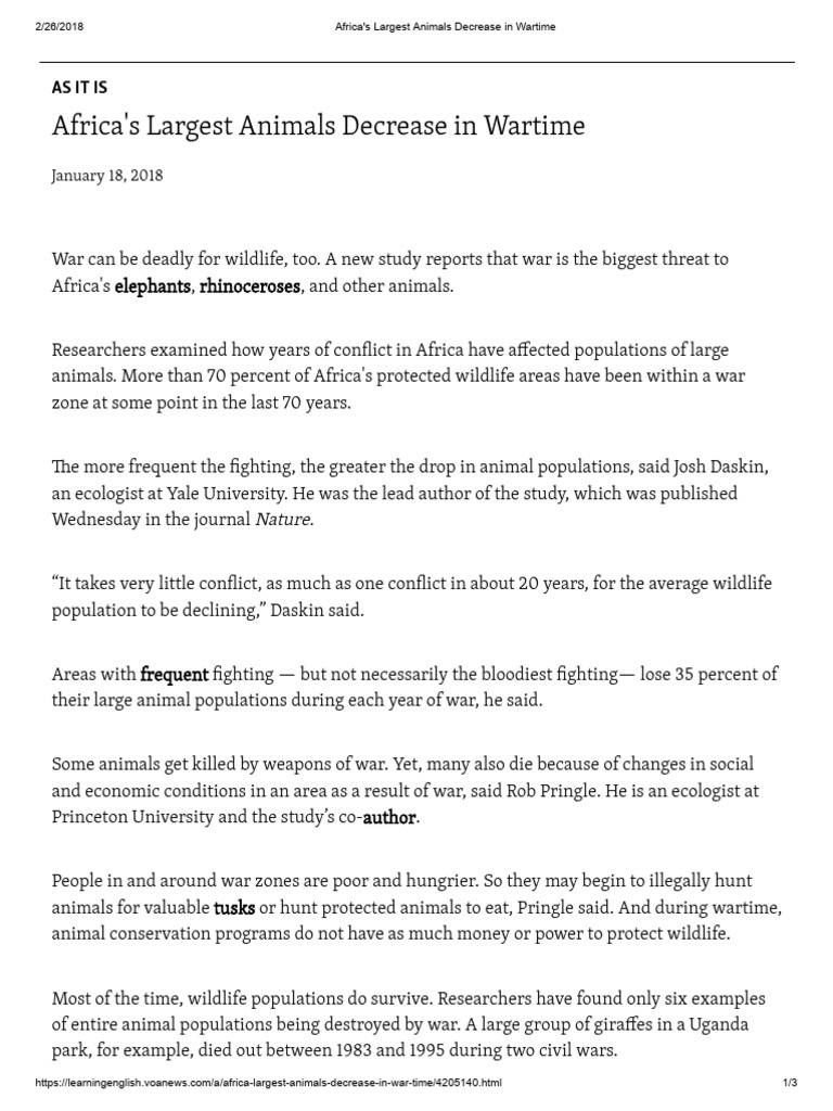 Africa's Largest Animals Decrease in | PDF | Wildlife | Elephant