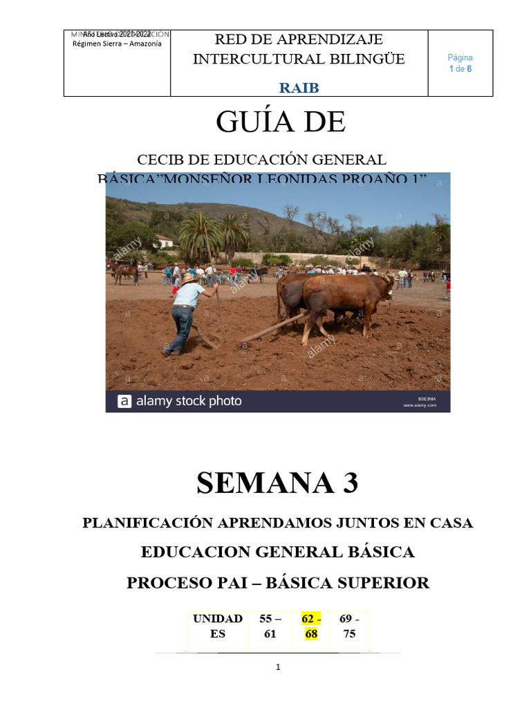 9no Guia de Kichwa Semana 3 Nivelación | PDF | Aprendizaje | Cognición