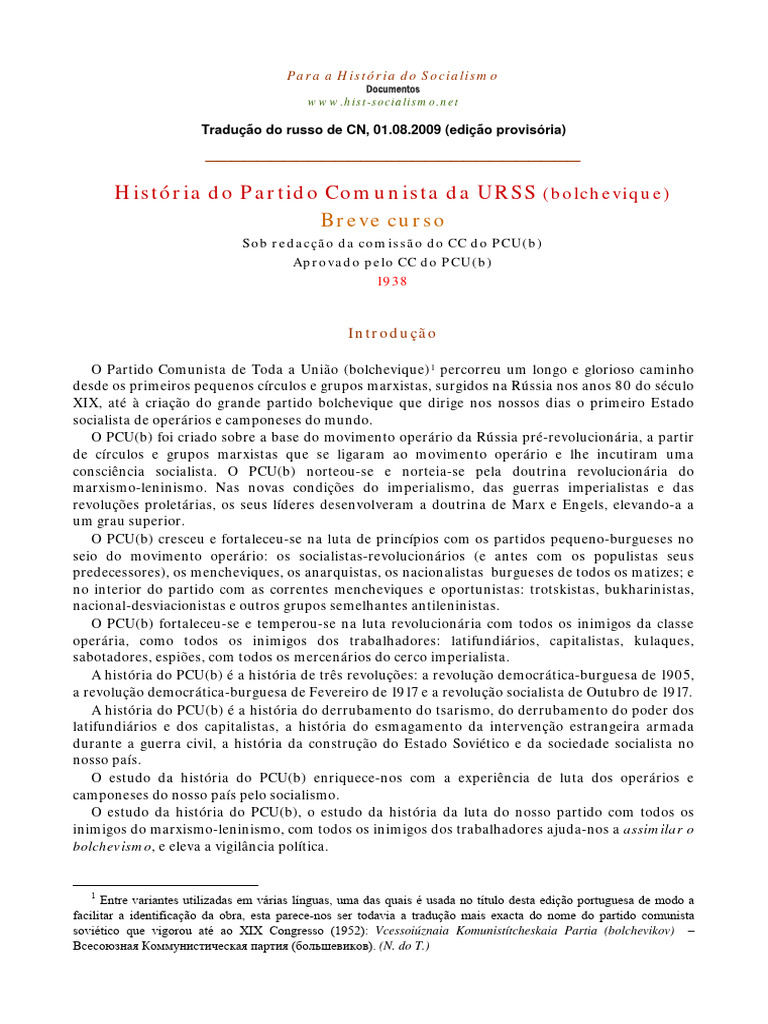 História Do Partido Comunista Bolchevique Da URSS | PDF | Vladimir ...
