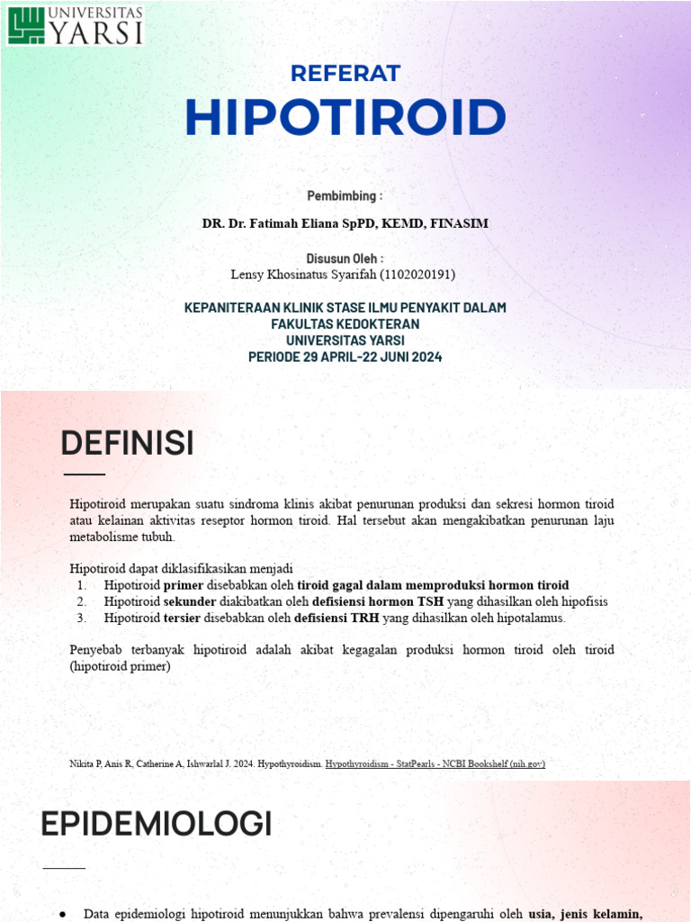 Lensy Khosinatus Syarifah - 1102020191 - Referat Hipotiroid | PDF