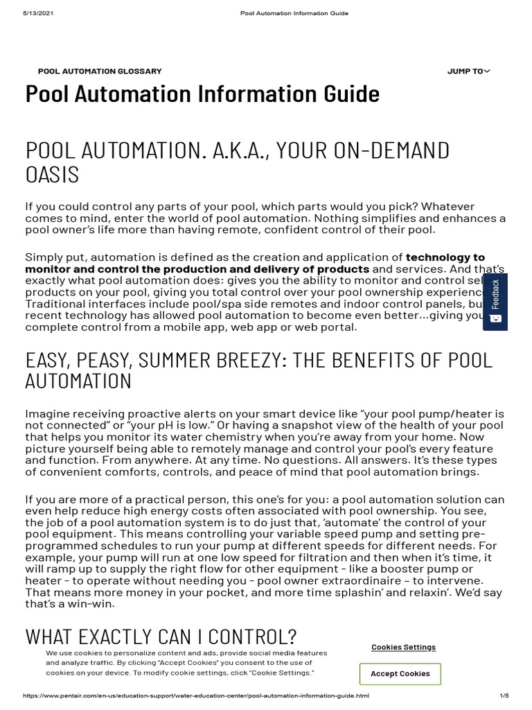 Pool Automation Setup Guide | PDF | Automation | Trademark