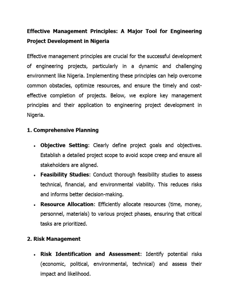 Effective Management Principles | PDF | Project Management | Risk