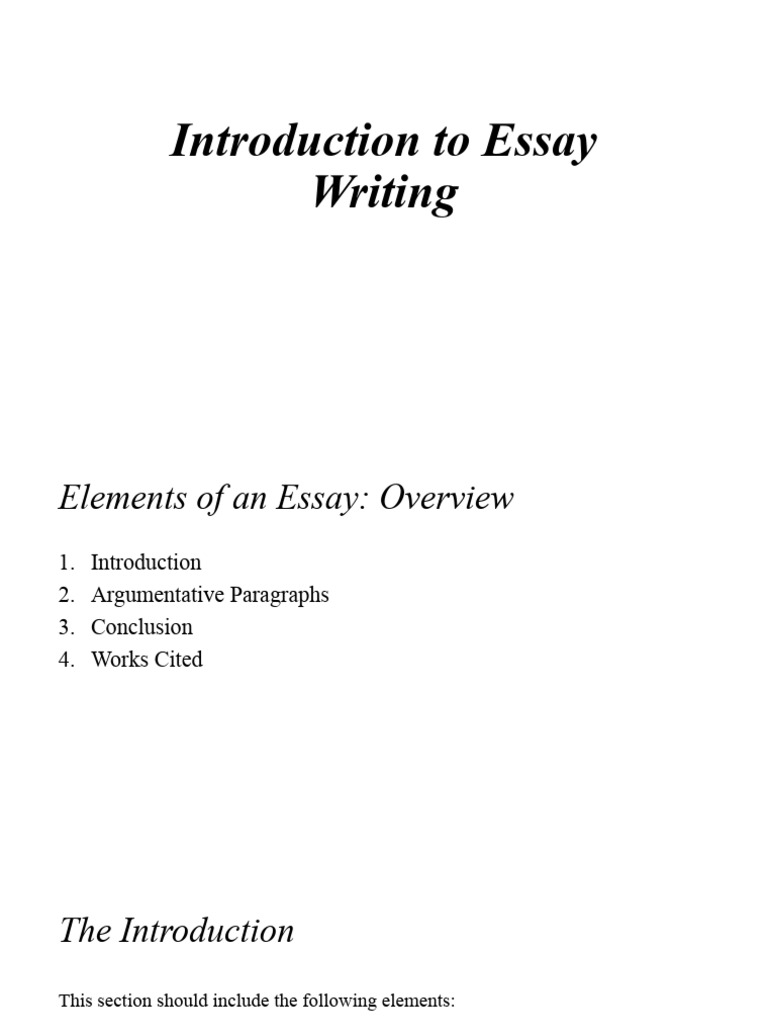 Introduction To Essay Writing | PDF | Language Arts & Discipline ...