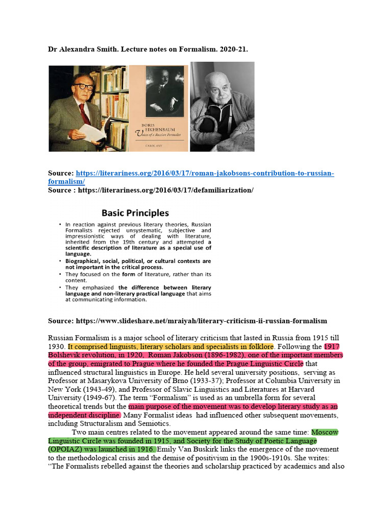 Russian Formalism: Key Concepts & Impact | PDF | Liberal Arts Education