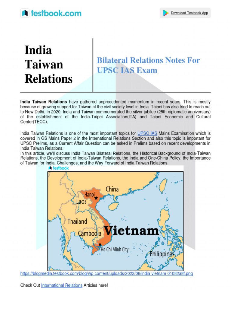 India-Taiwan Relations for UPSC Exam | PDF | Taiwan | Mainland China