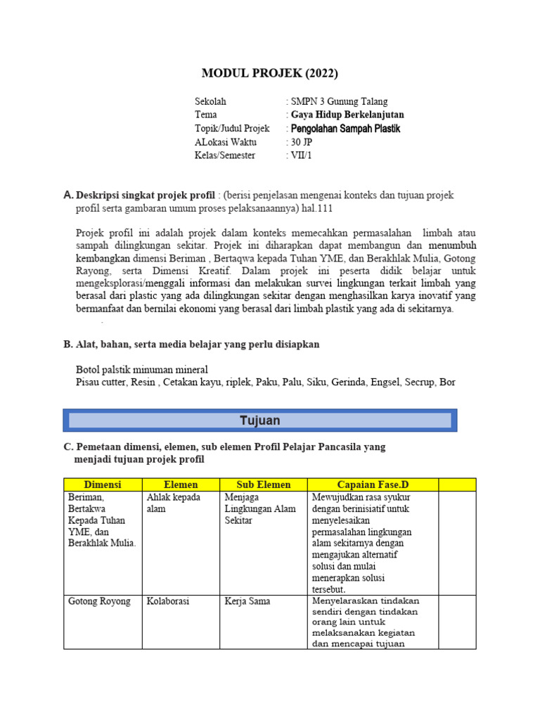 Contoh-LK Modul Projek | PDF