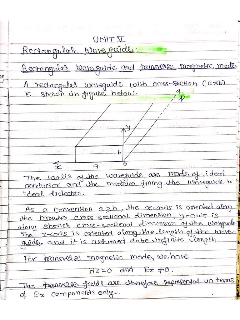 Unit V - Rectangular Wave Guide | PDF