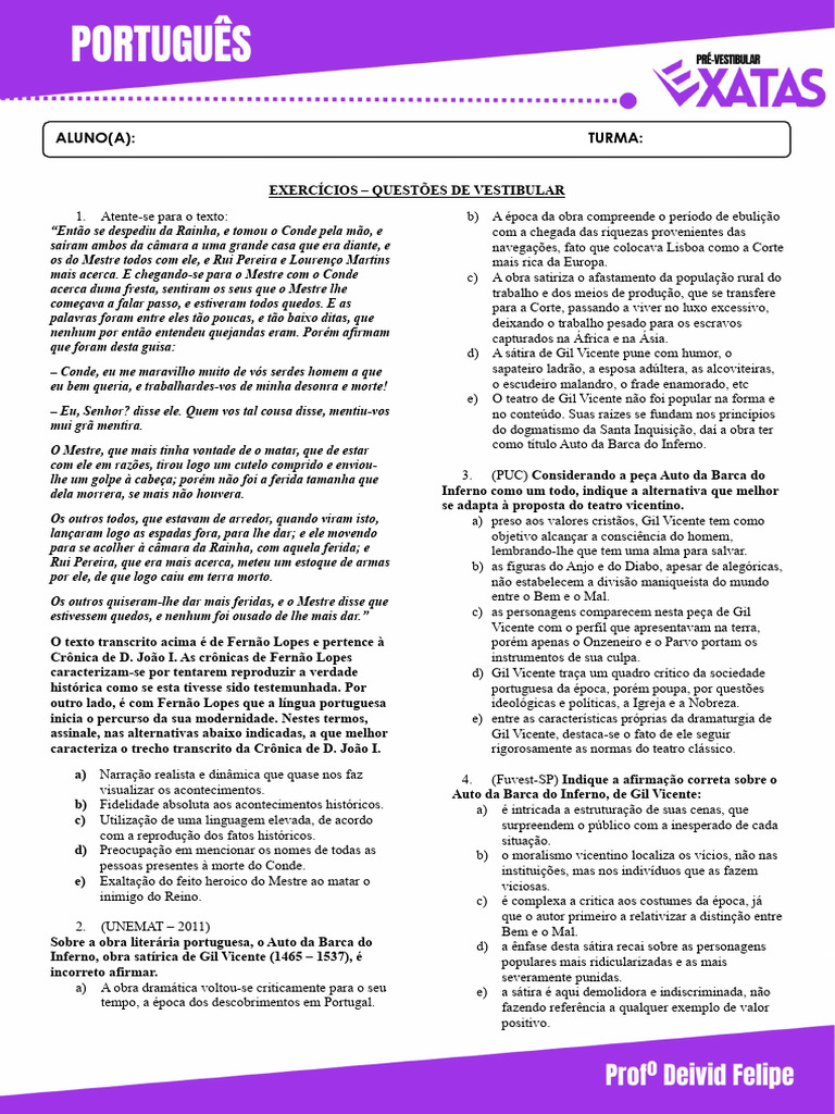 EXATAS I ENEM Língua Portuguesa I Humanismo E CLASSICISMO ENEM | PDF | Amor