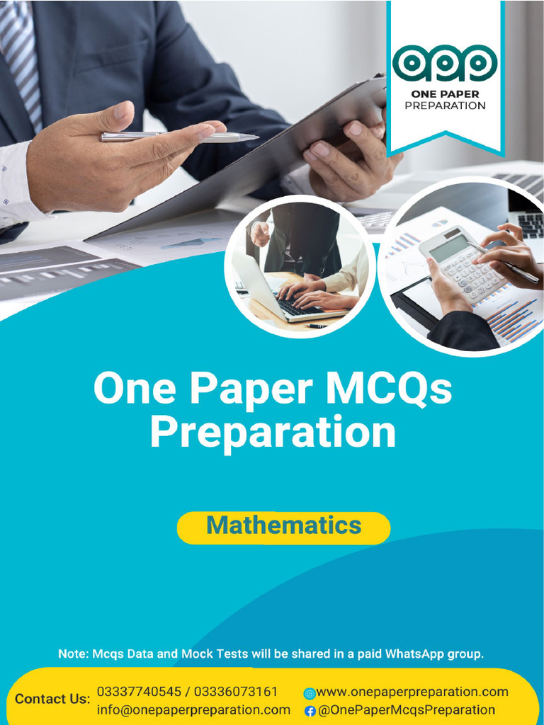 Mathematics MCQs File 1 One Paper MCQs Preparation | PDF | Percentage ...