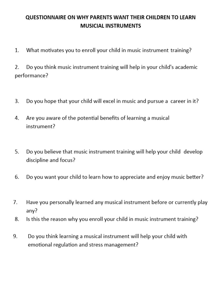 Parents' Motivations for Music Training | PDF | Self-Improvement | Wellness