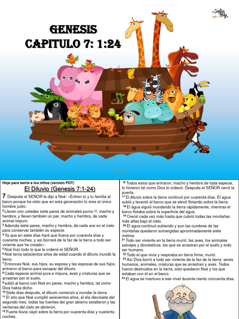 El Diluvio en Génesis 7:1-24 | PDF | Noé | Arca de Noé