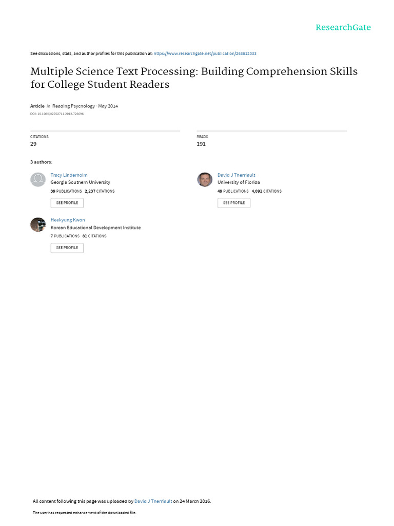 Building Comprehension Skills For College Students | PDF | Reading ...