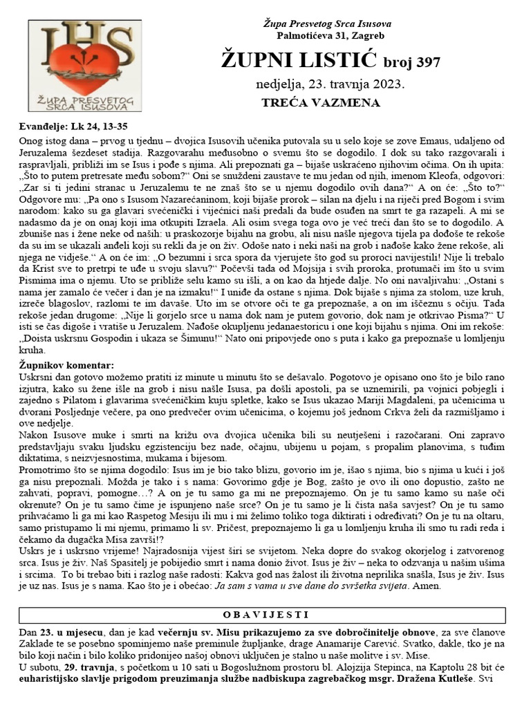 Zupni Listic 397 | PDF