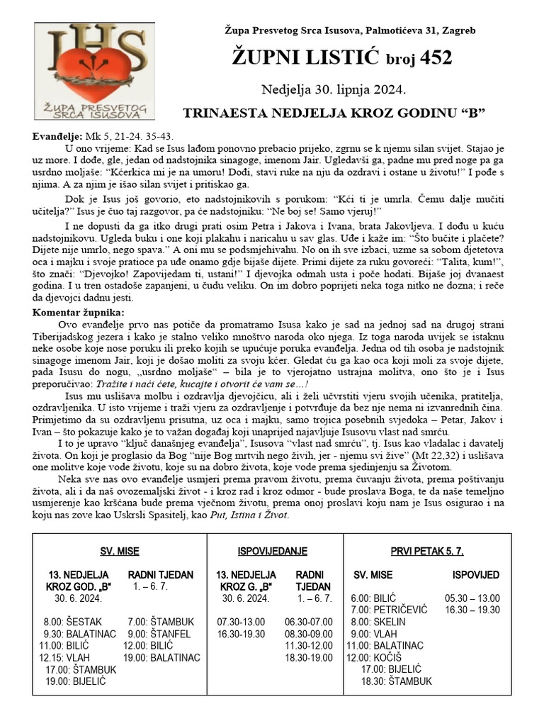 Zupni Listic 452 | PDF