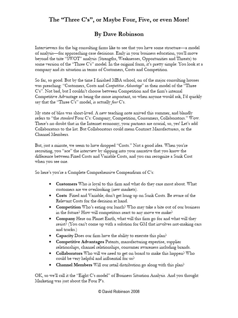 Three Cs | PDF | Swot Analysis | Private Sector