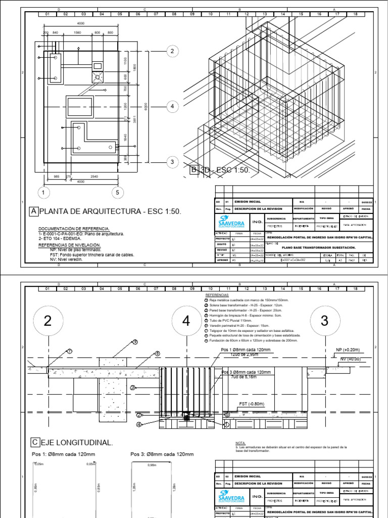 Plano Base Transformador Subestación | PDF | Ingeniería estructural