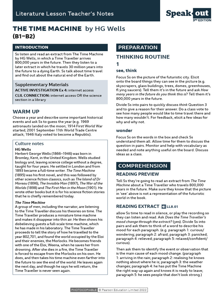SO3 B1-B2 Lit Lesson 8 TN | PDF | The Time Machine | Sun