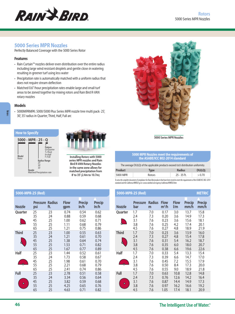 5000 Series MPR Nozzle Performance Chart | PDF | Precipitation ...