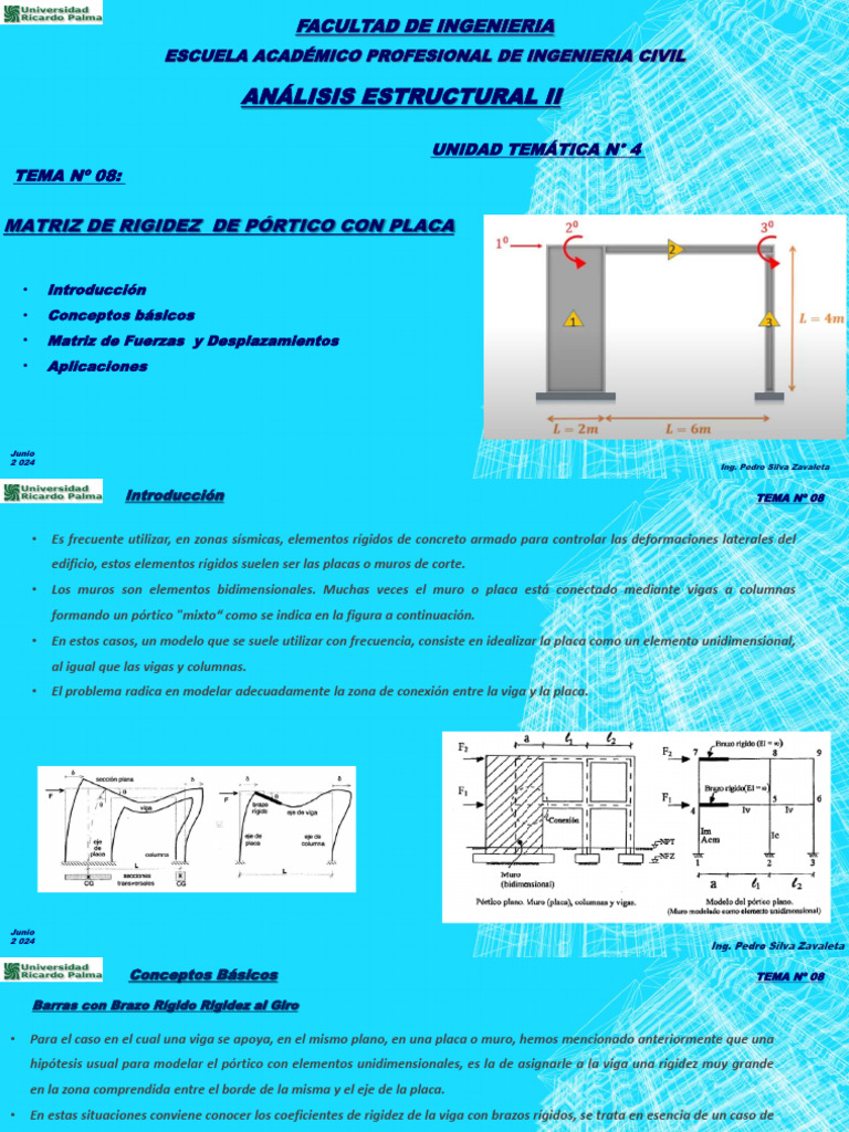 Tema No 08 Matriz de Rigidez de Pórtico Con Placa | PDF | Rigidez | Viga (Estructura)