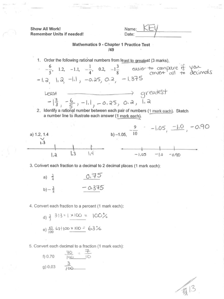 1 Chapter 1 Practice Test Key | PDF