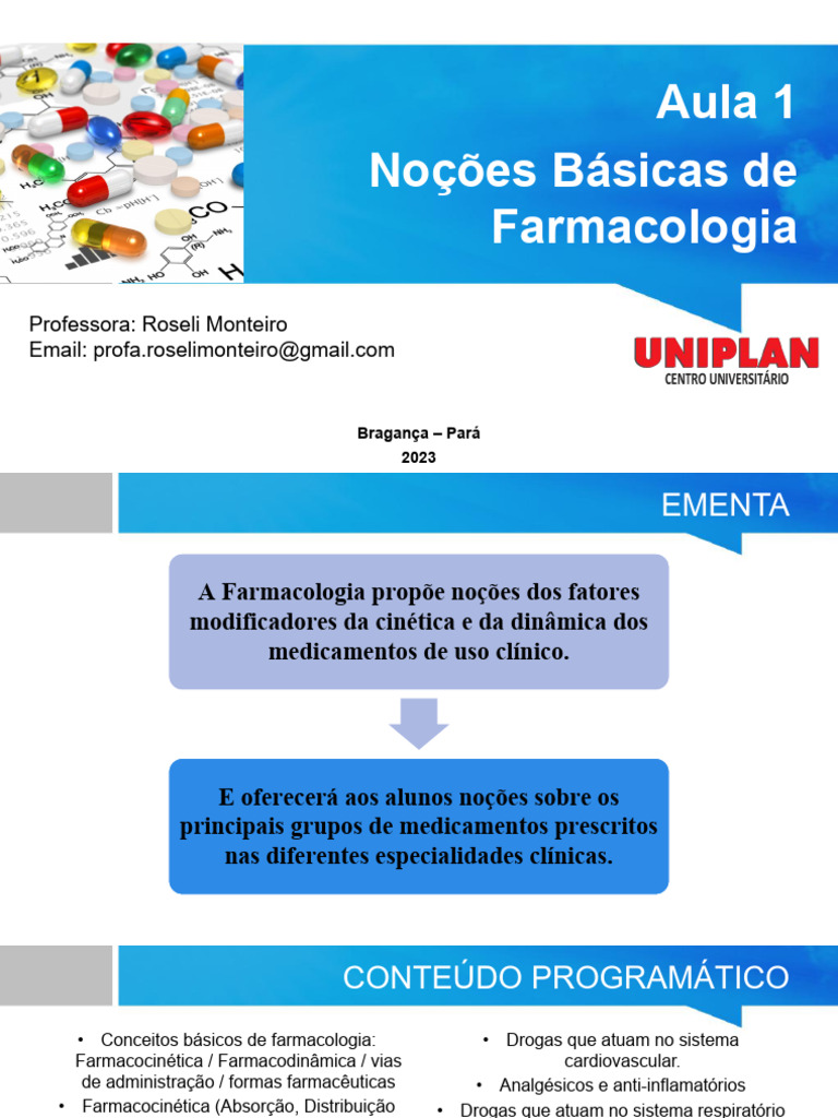 Farmacologia Ed Aula 9 - Profa Roseli Monteiro - Editado | PDF | Metabolismo das drogas ...