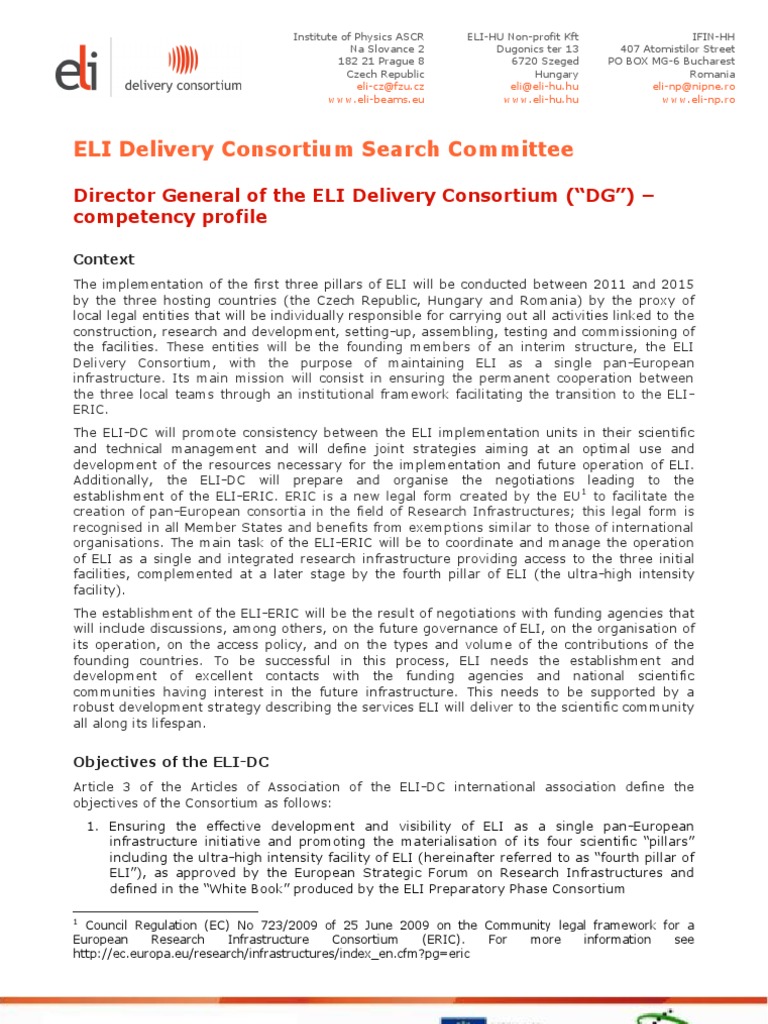 ELI DC Director General 8th December | PDF | Governance | Science