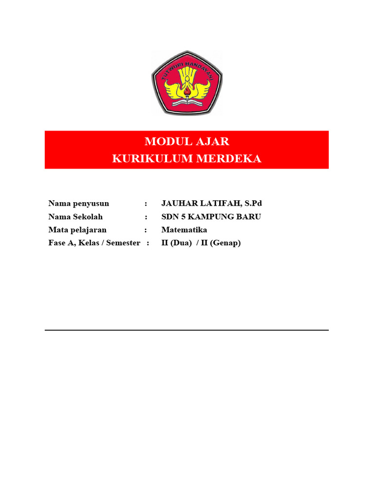 MODUL AJAR Matematika Kelas 2 Kumer | PDF