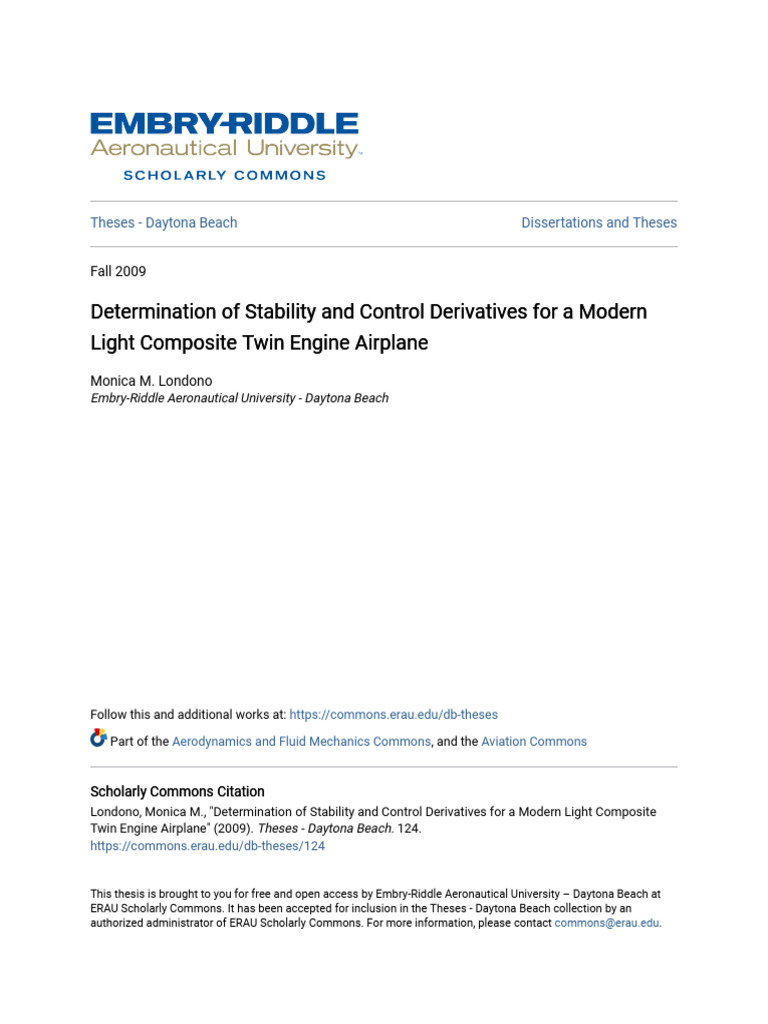Determination of Stability and Control Derivatives For A Modern L | PDF | Errors And Residuals ...