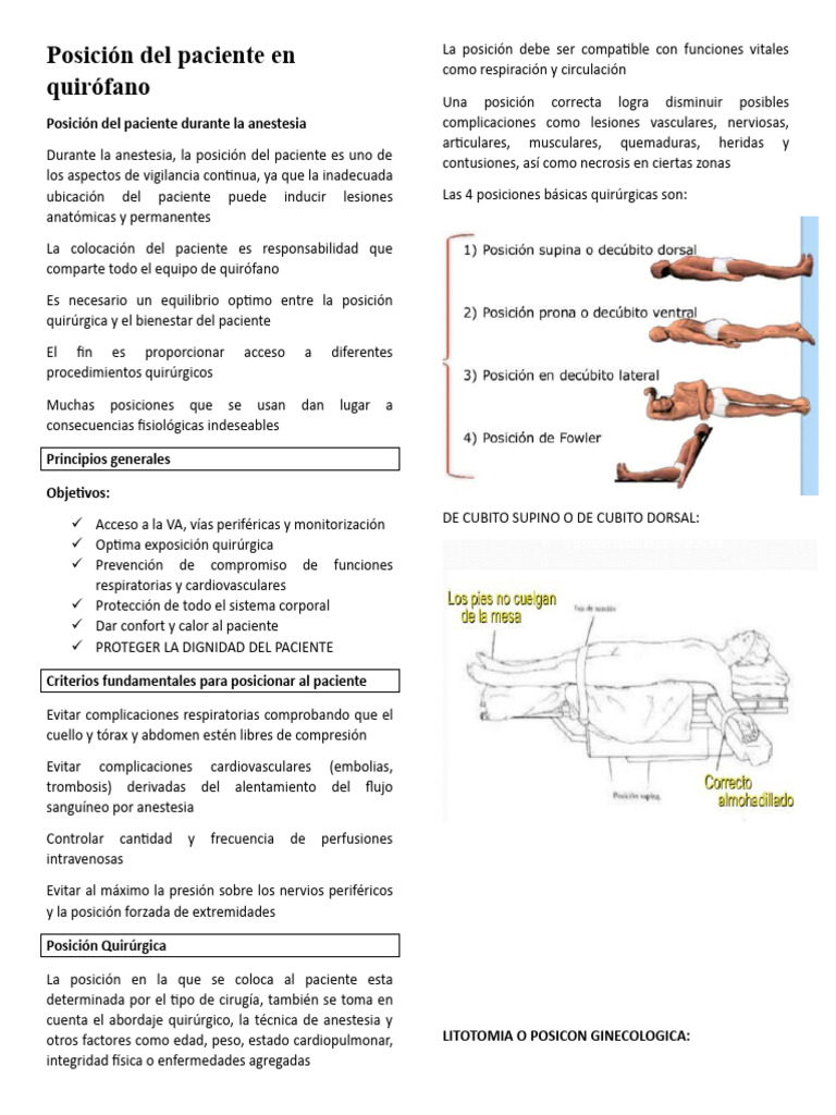 Posición Del Paciente en Quirófano | PDF | Nervio | Anestesia
