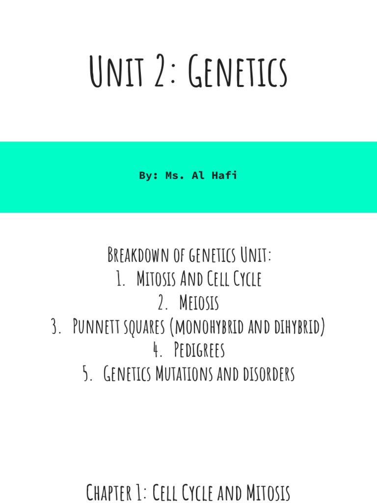 Unit 2 - SBI3U Genetics | PDF | Meiosis | Mitosis