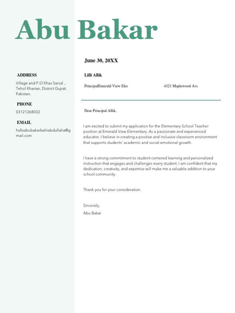 Application for Elementary Teacher Position | PDF
