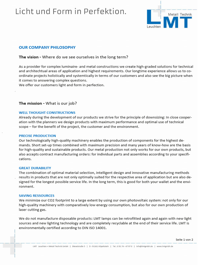 LMT Company-Philosophy 2020 | PDF | Quality Management | Supply Chain