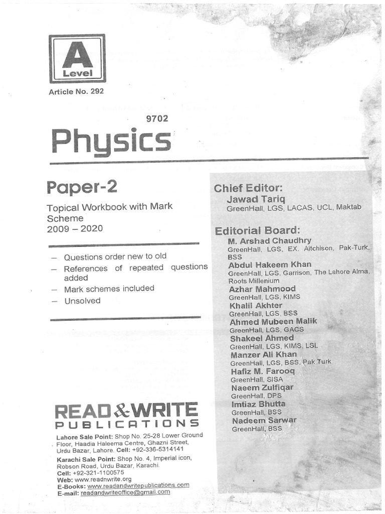Physics P2 (A-L) R&W | PDF