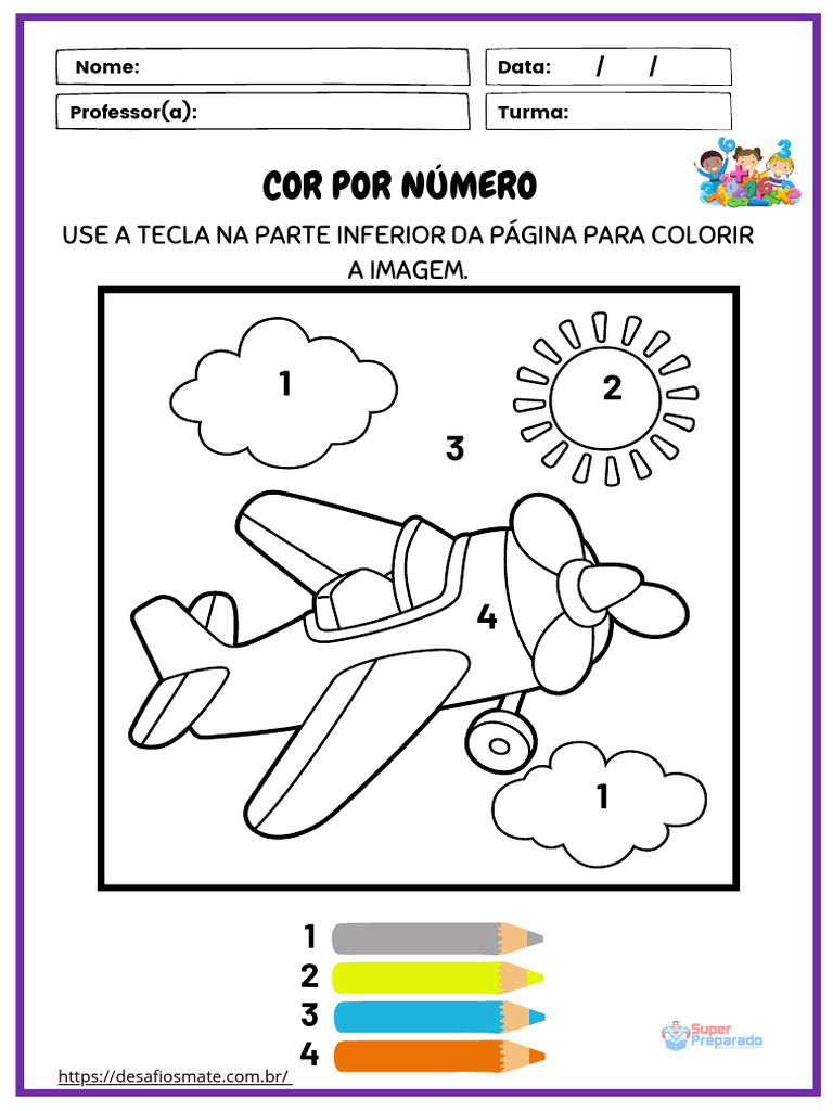 50.pinte Os Desenhos de Acordo Com Os Números e As Cores | PDF | Design gráfico | Técnicas ...