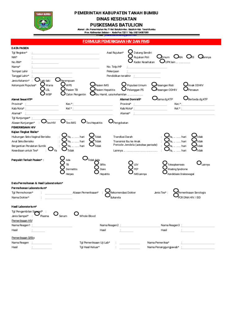 Formulir HIV Update | PDF