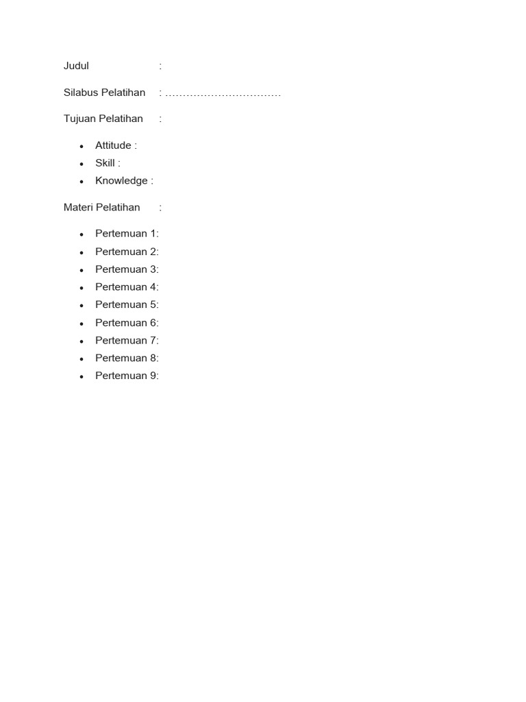 Format Silabus Kursus Singkat Pendidikan | PDF