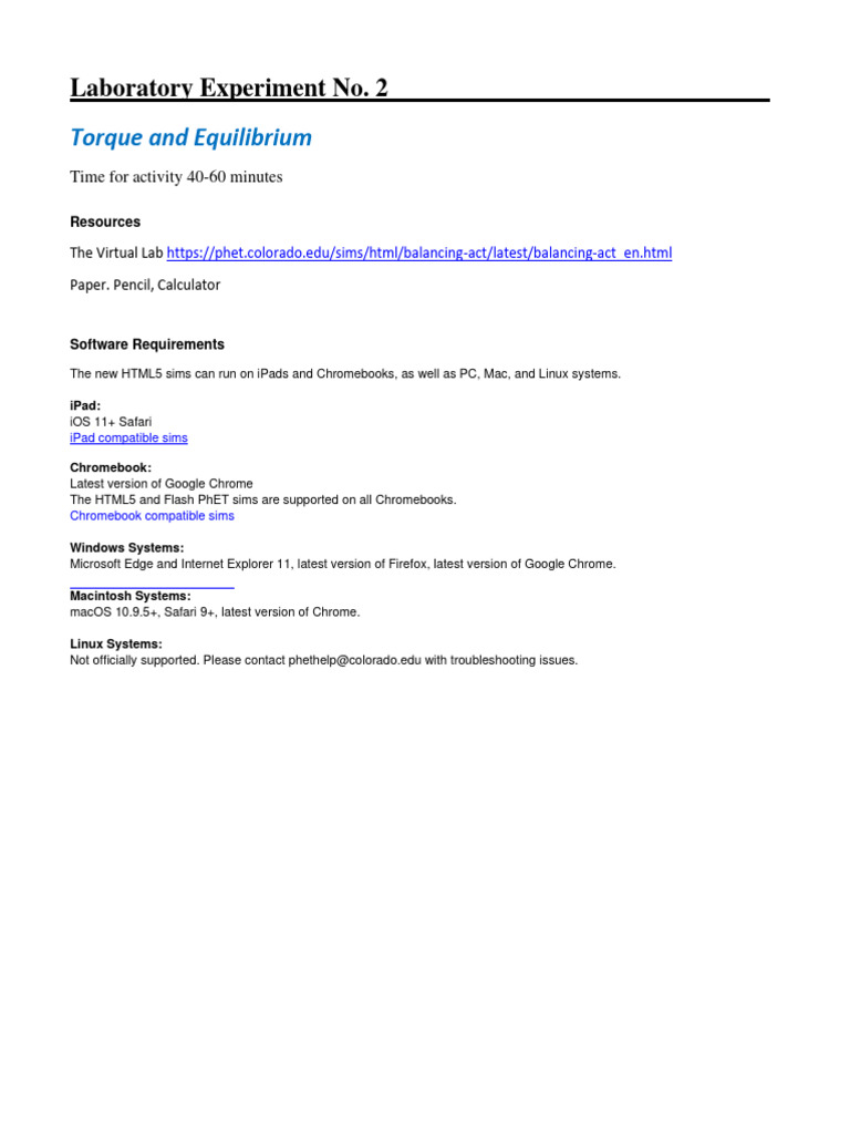 Experiment 2 - Equilibrium Conditions | Download Free PDF | Force | Torque