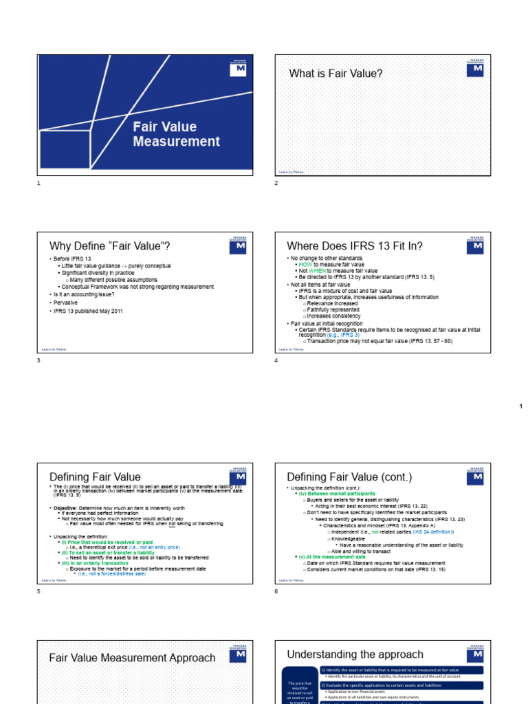 IFRS 13 Fair Value Measurement Guide | PDF | Fair Value | Valuation ...