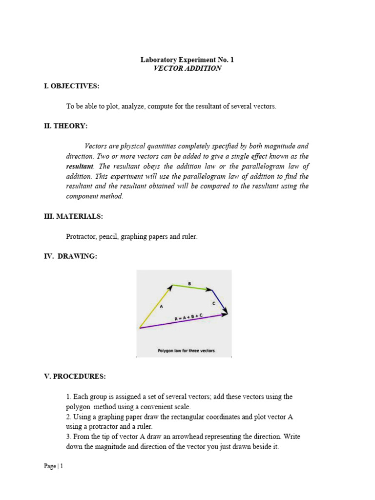 Lab Experiment No. 1 | PDF | Euclidean Vector | Cartesian Coordinate System