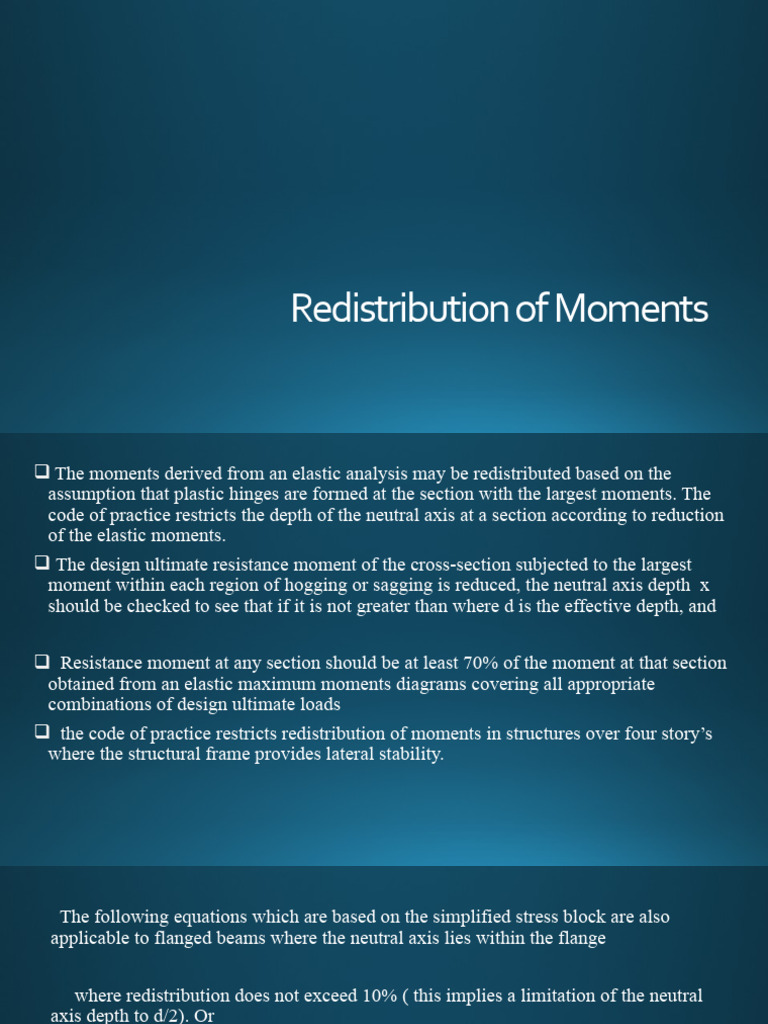 Lecture 7- Redistribution of Moments | PDF