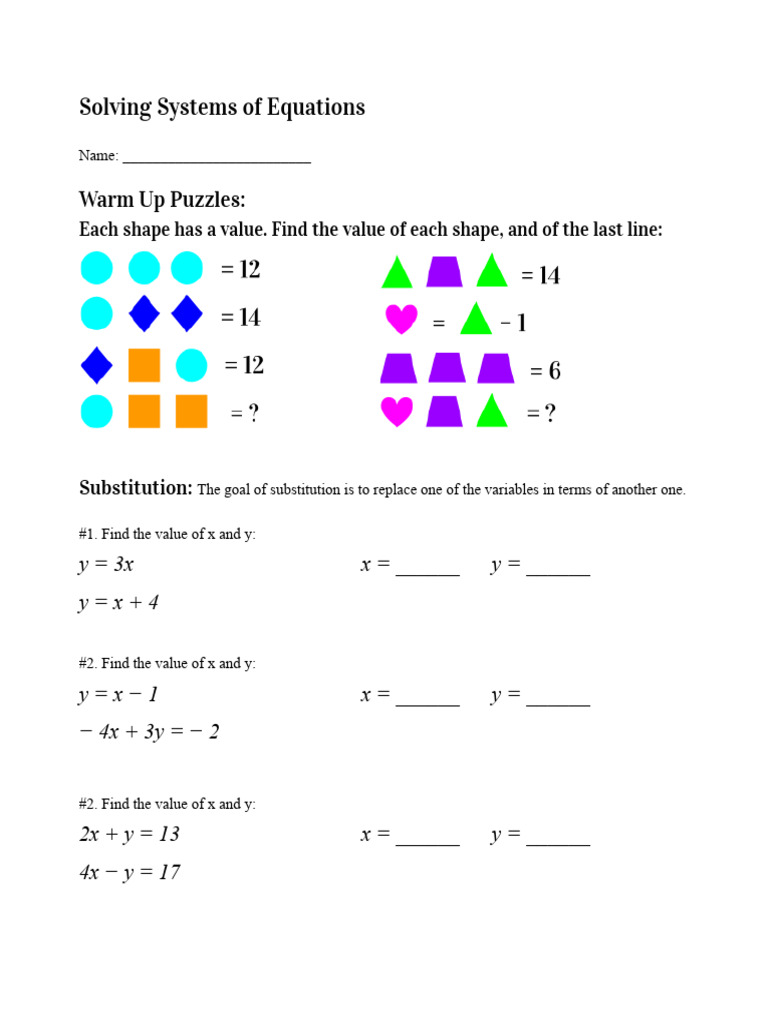 FREE Solving Systems of Equations | PDF